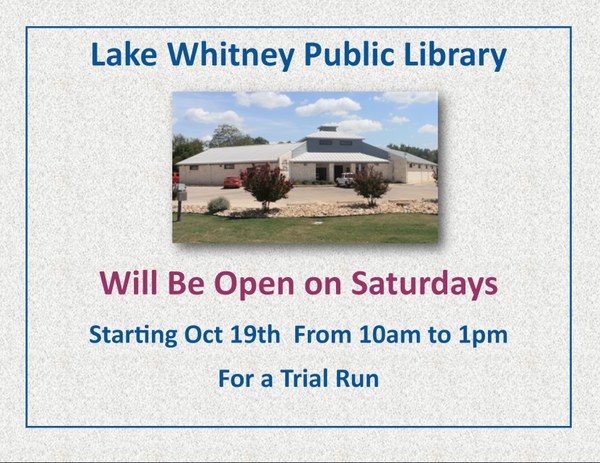 Welcome To — Lake Whitney Public Library